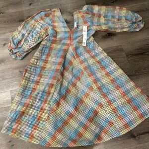 Ganni | Dresses | Ganni Seersucker Check Dress With Tag | Poshmark